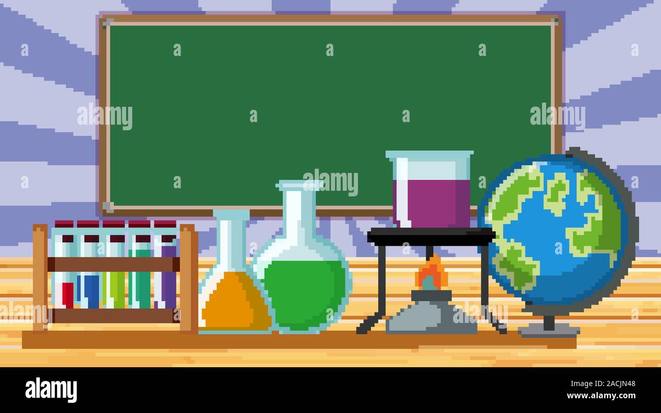 Scene with lab equipments on the table illustration Stock Vector Image ...