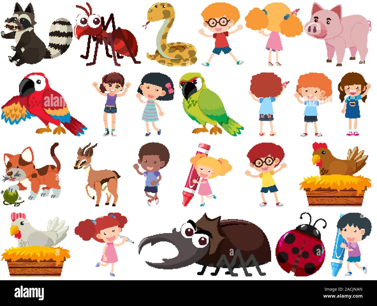 Set of isolated objects theme animals illustration Stock Vector Image ...