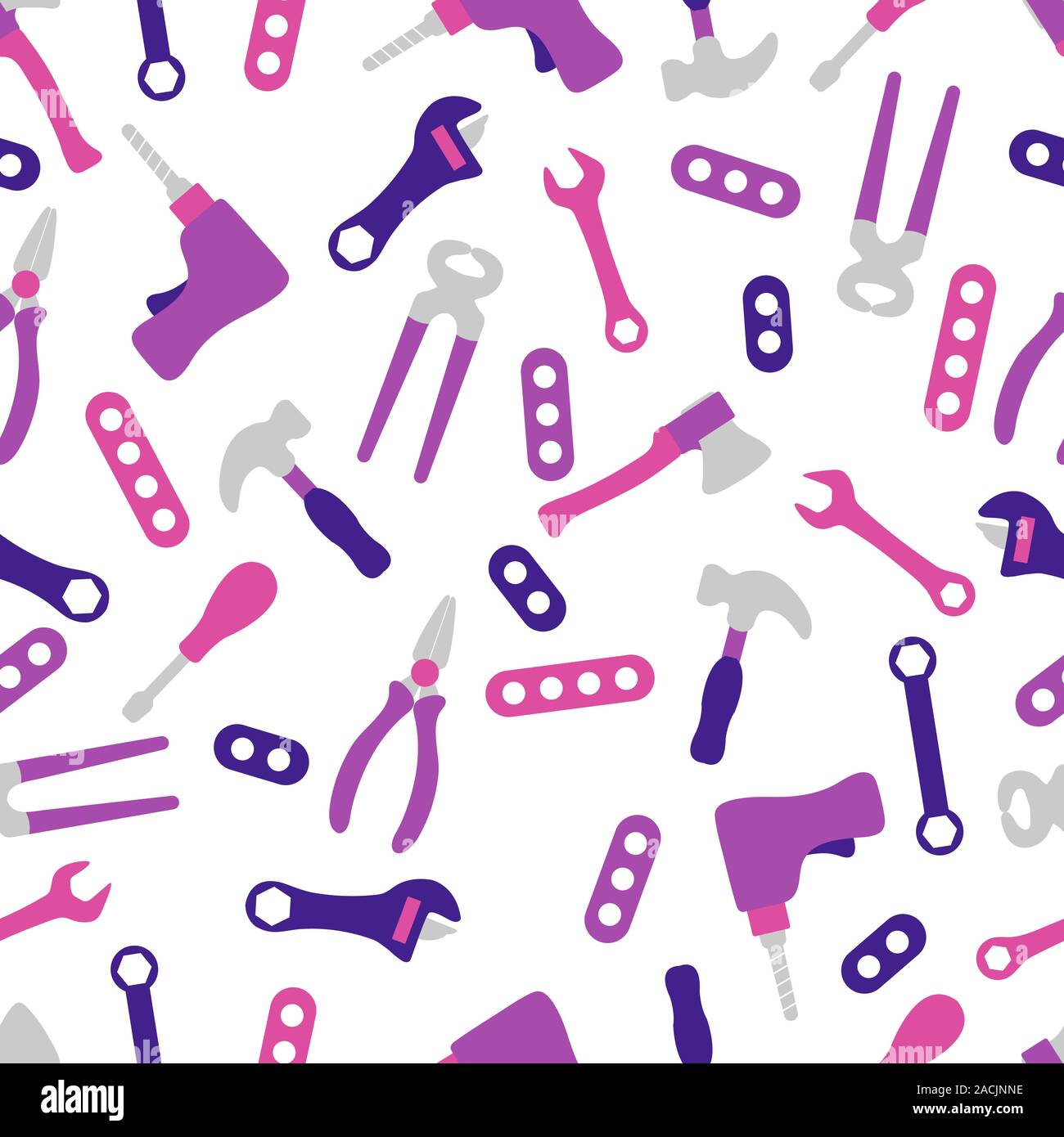 Vector seamless pattern with kid toys Toy tools Hammer, wrench ...