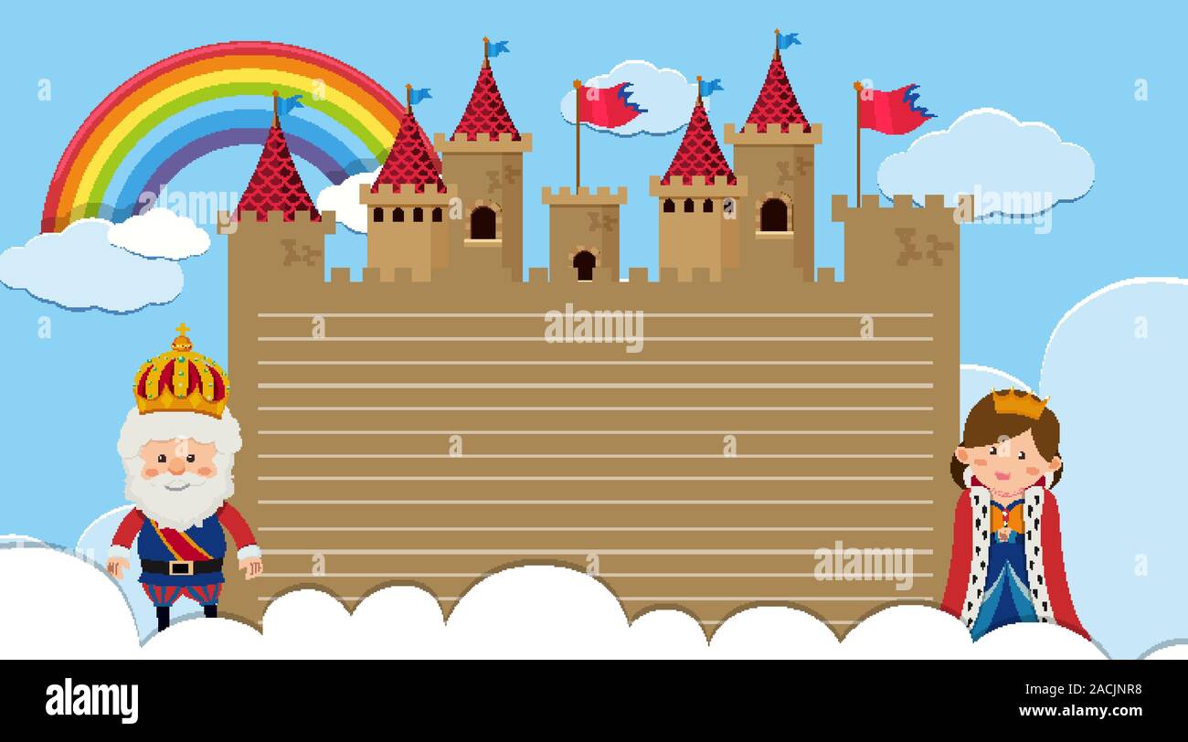 Border template with king and queen at the castle illustration Stock ...