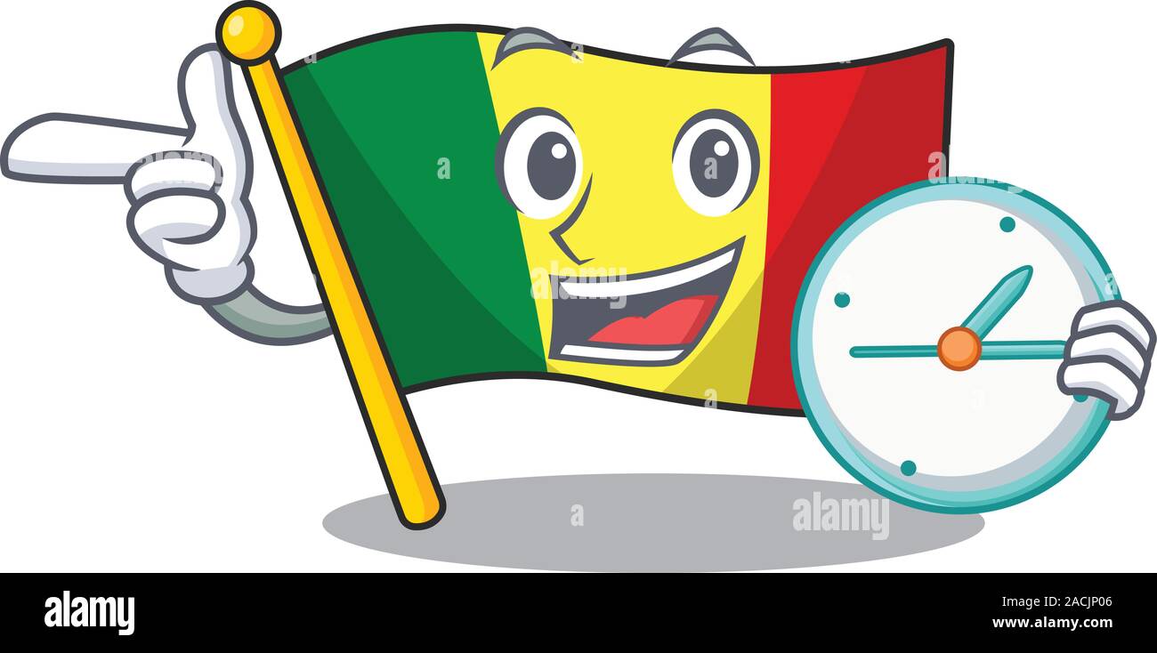 With clock smiling flag mali cartoon character style Stock Vector Image ...