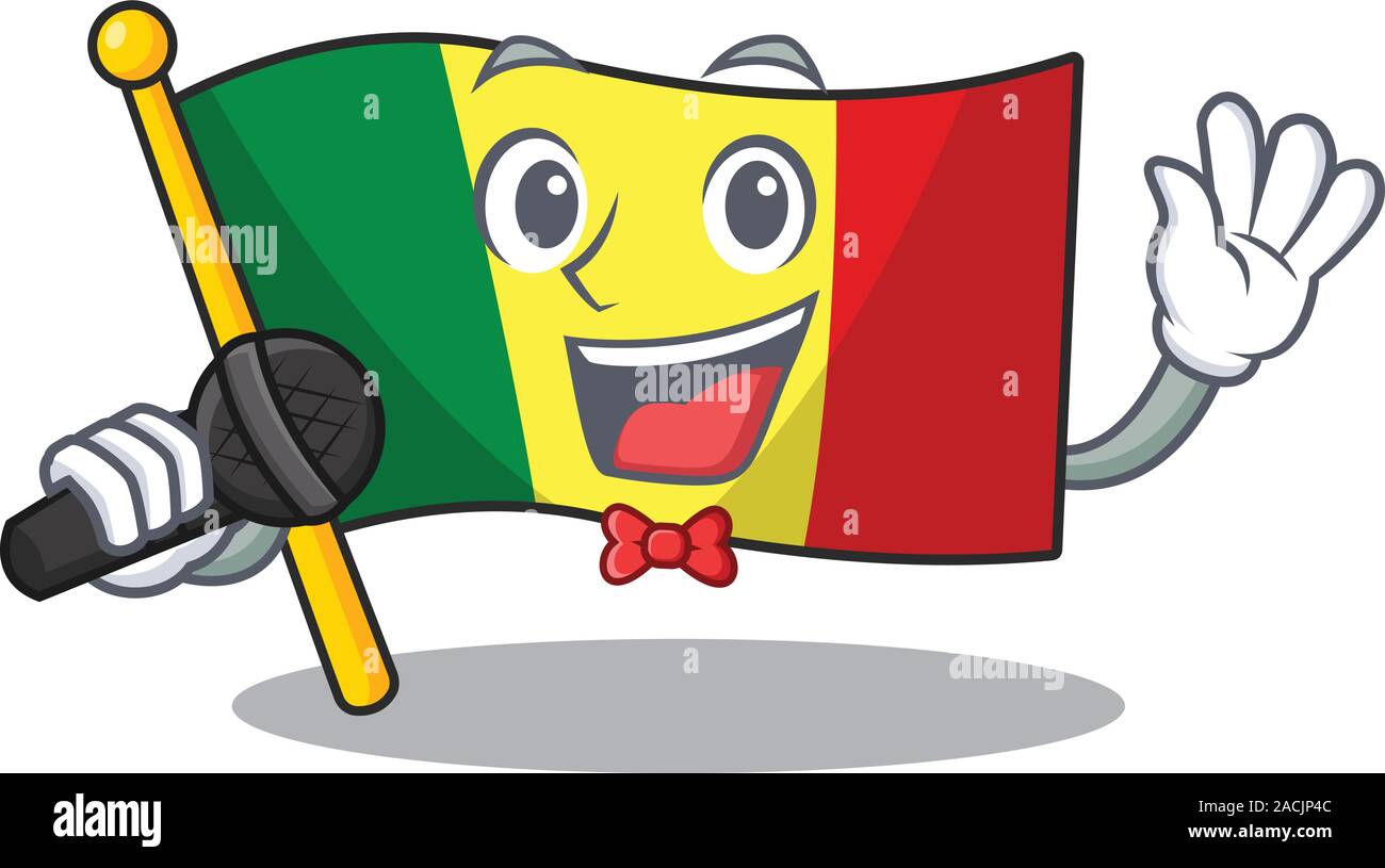 cartoon Singing flag mali while holding a microphone Stock Vector Image ...