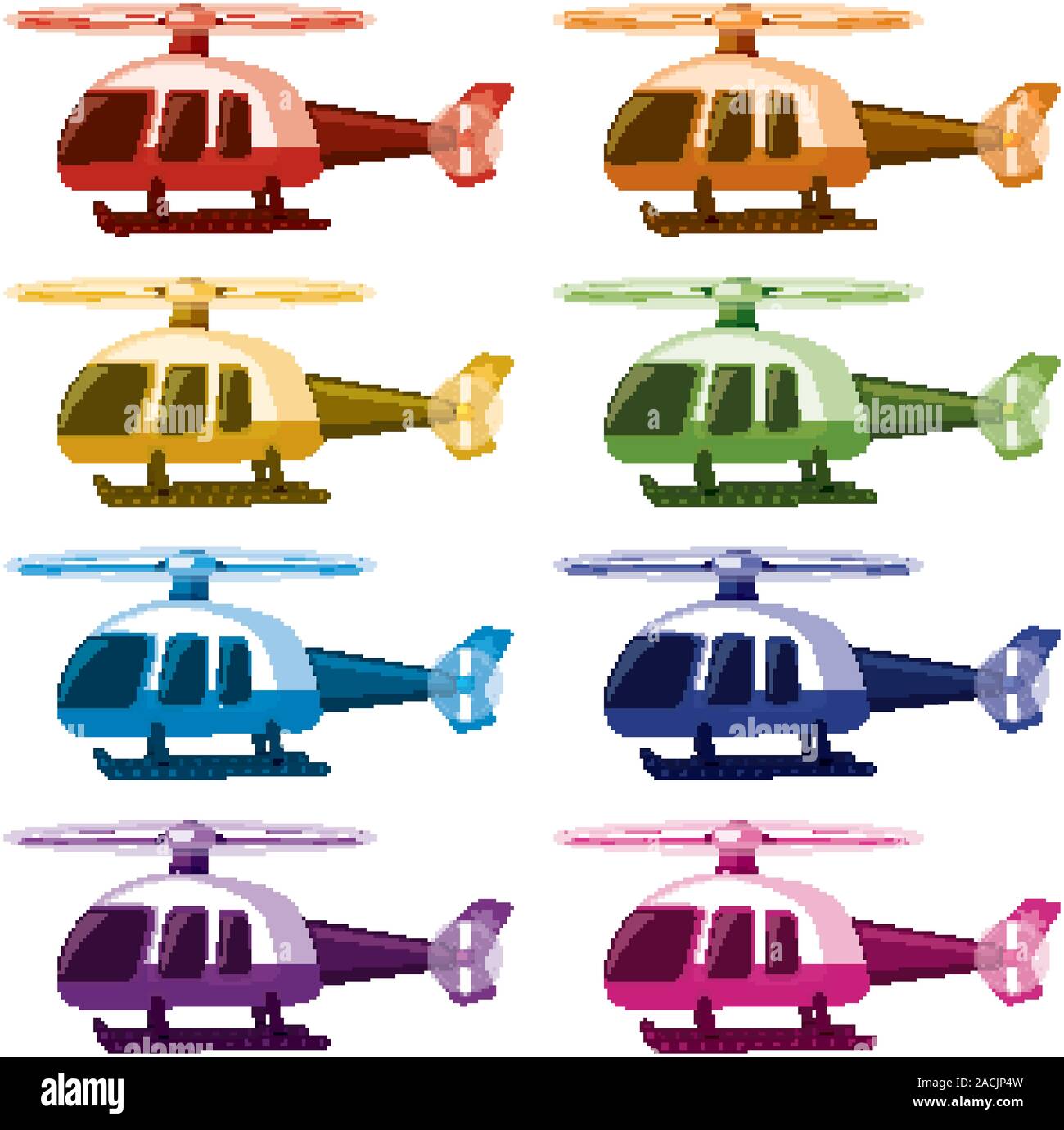 Isolated set of helicopters in many colors illustration Stock Vector ...