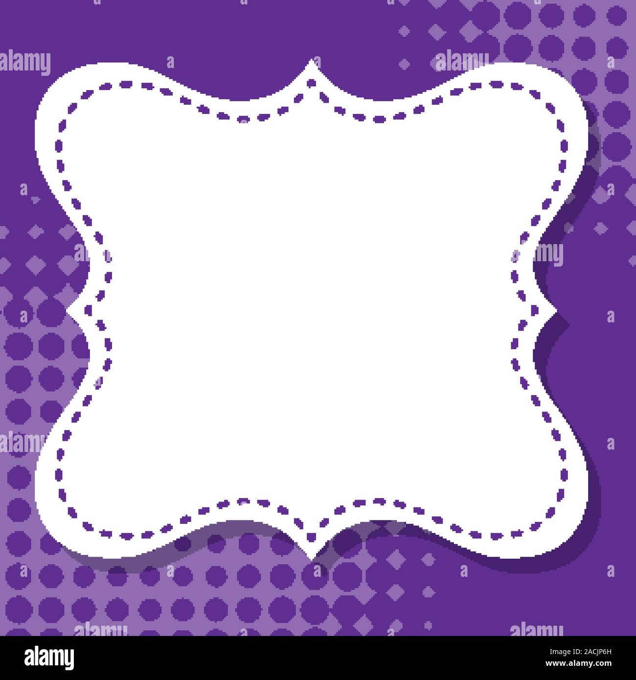 Frame template design with purple dots background illustration Stock ...