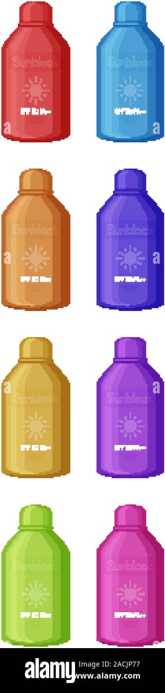 Set of bottles in different colors illustration Stock Vector Image ...