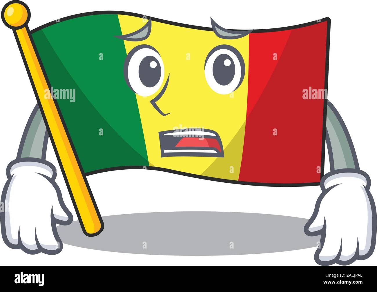 Flag mali Cartoon character showing afraid look face Stock Vector Image ...
