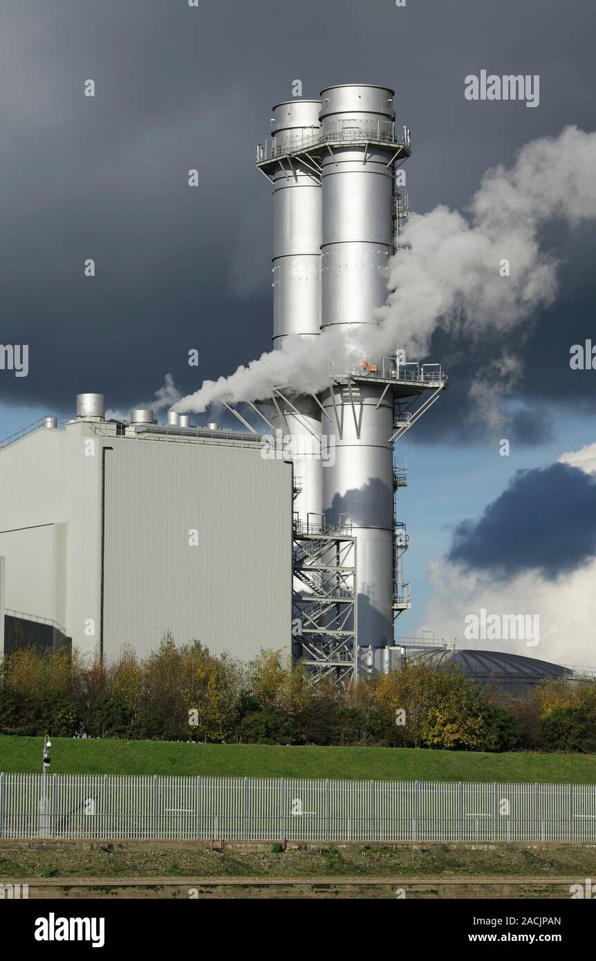 Combined cycle gas turbine (CCGT) power station. This is the Staythorpe ...