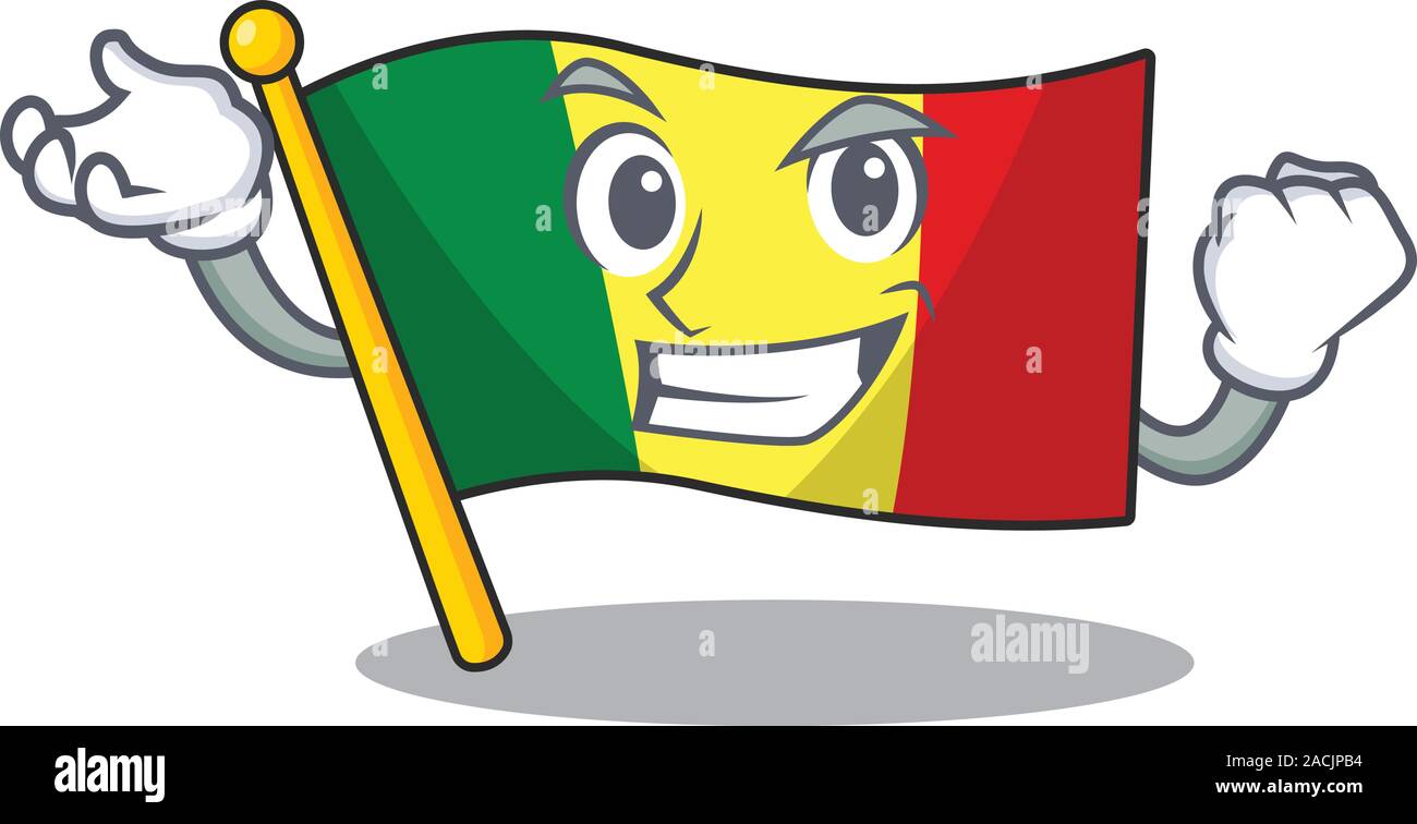 Happy confident Successful flag mali cartoon character style Stock ...