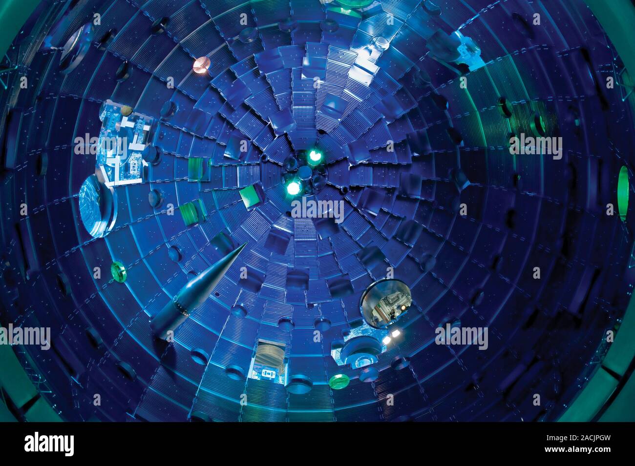 Nuclear fusion research. View inside the target chamber at the National ...