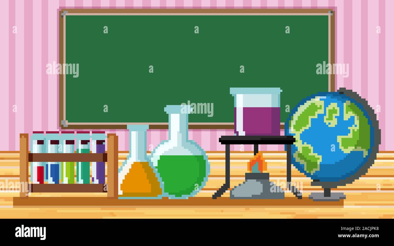 Laboratory scene with many equipments in the room illustration Stock ...