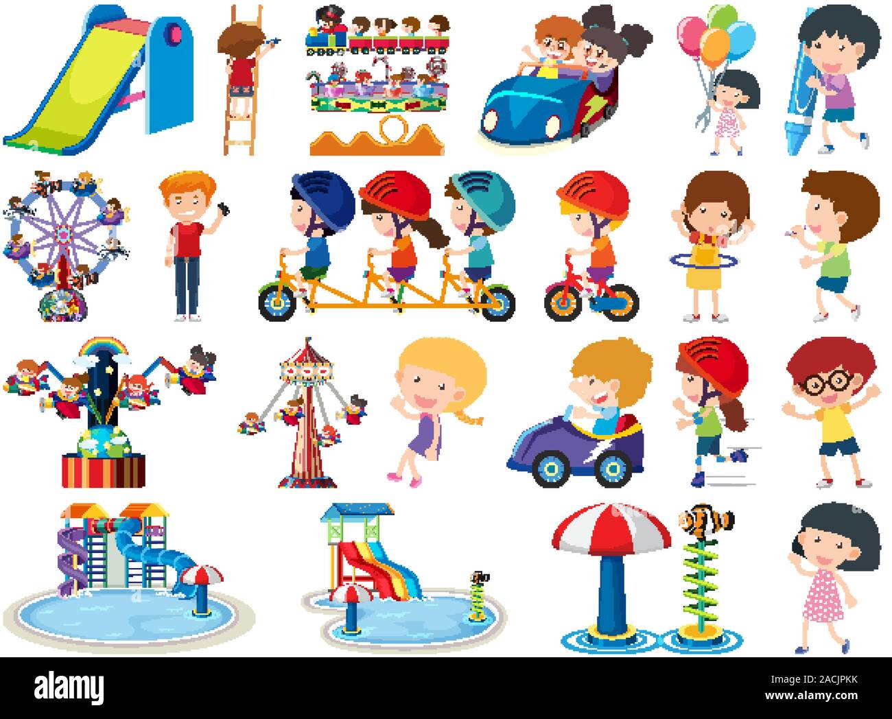 Large set of isolated objects of many children illustration Stock ...