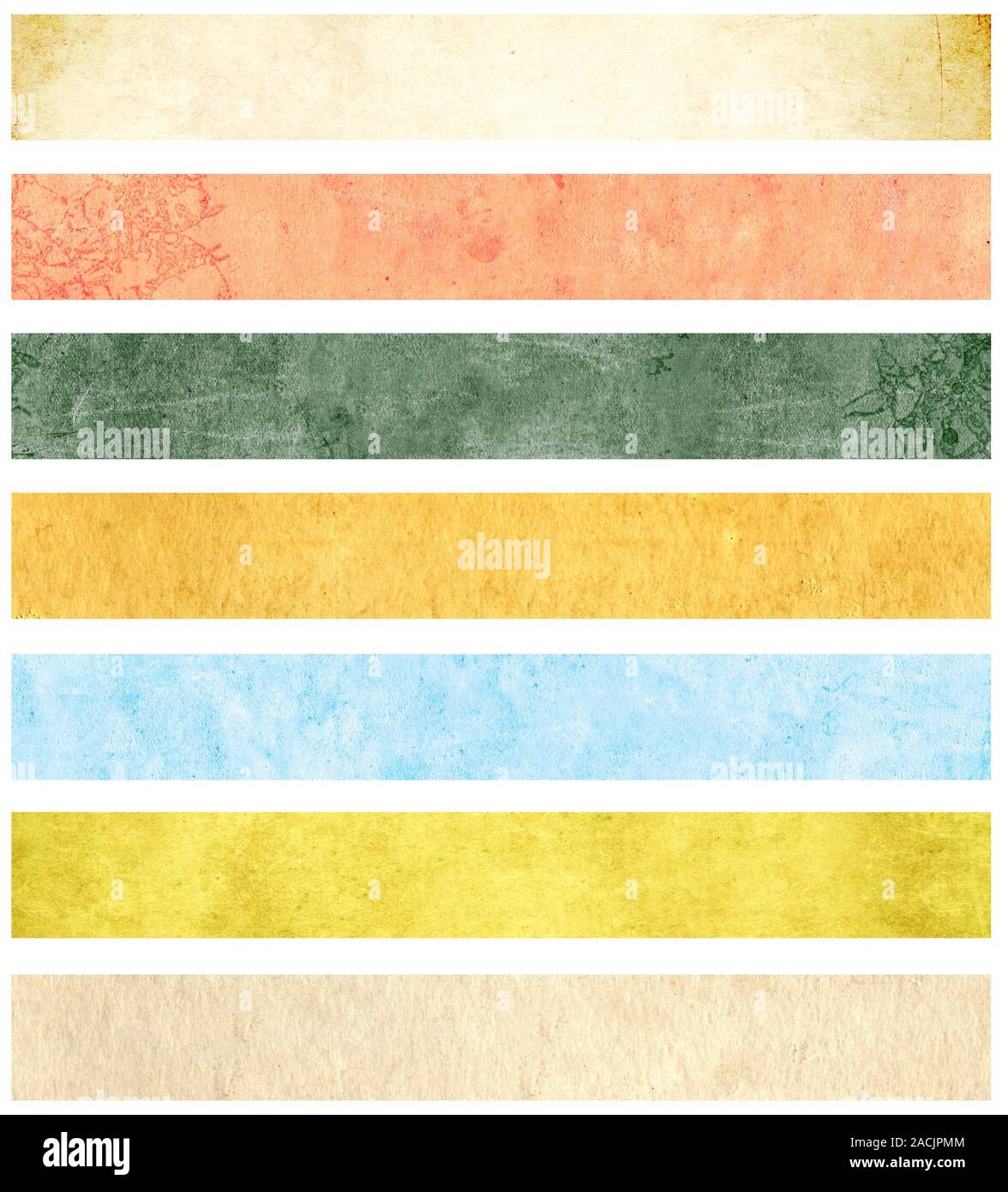 Set of standard horizontal full banners with old paper textures of blue ...