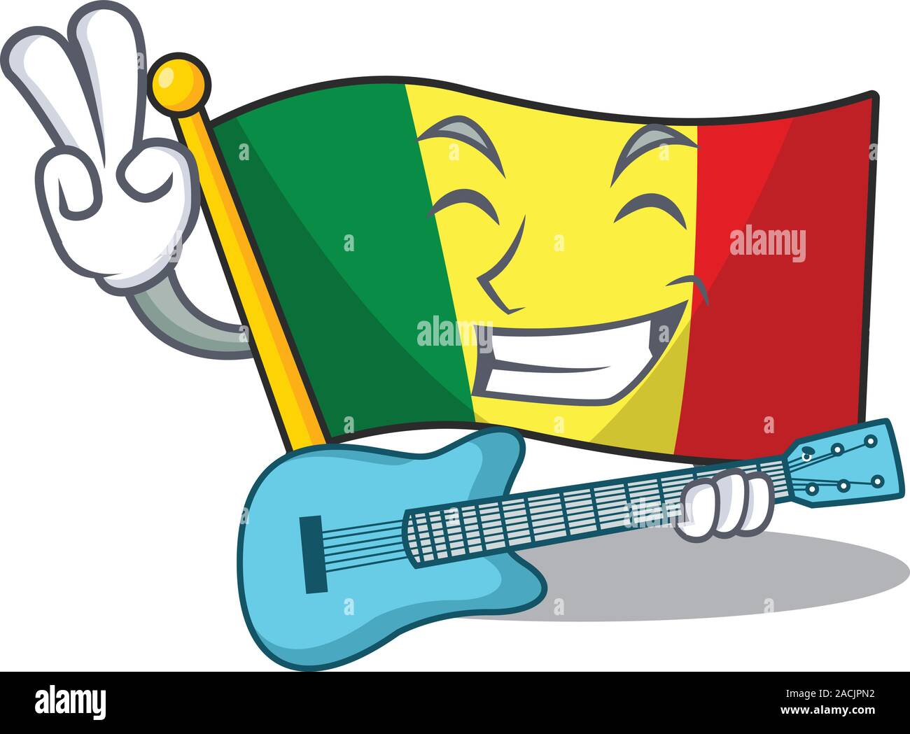 Supper cool flag mali cartoon character performance with guitar Stock ...