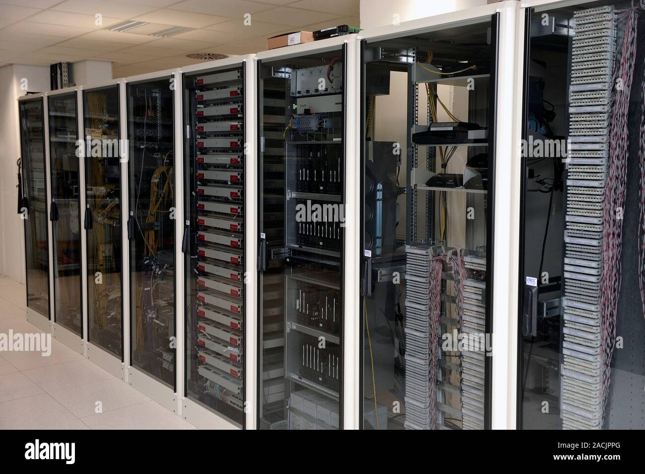 Server room. At right is the digital telephone exchange. At centre is ...