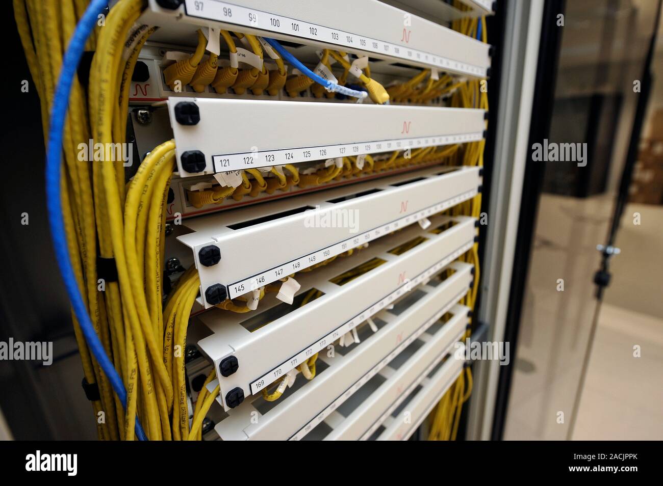 Ethernet patch panel in a server room Stock Photo - Alamy