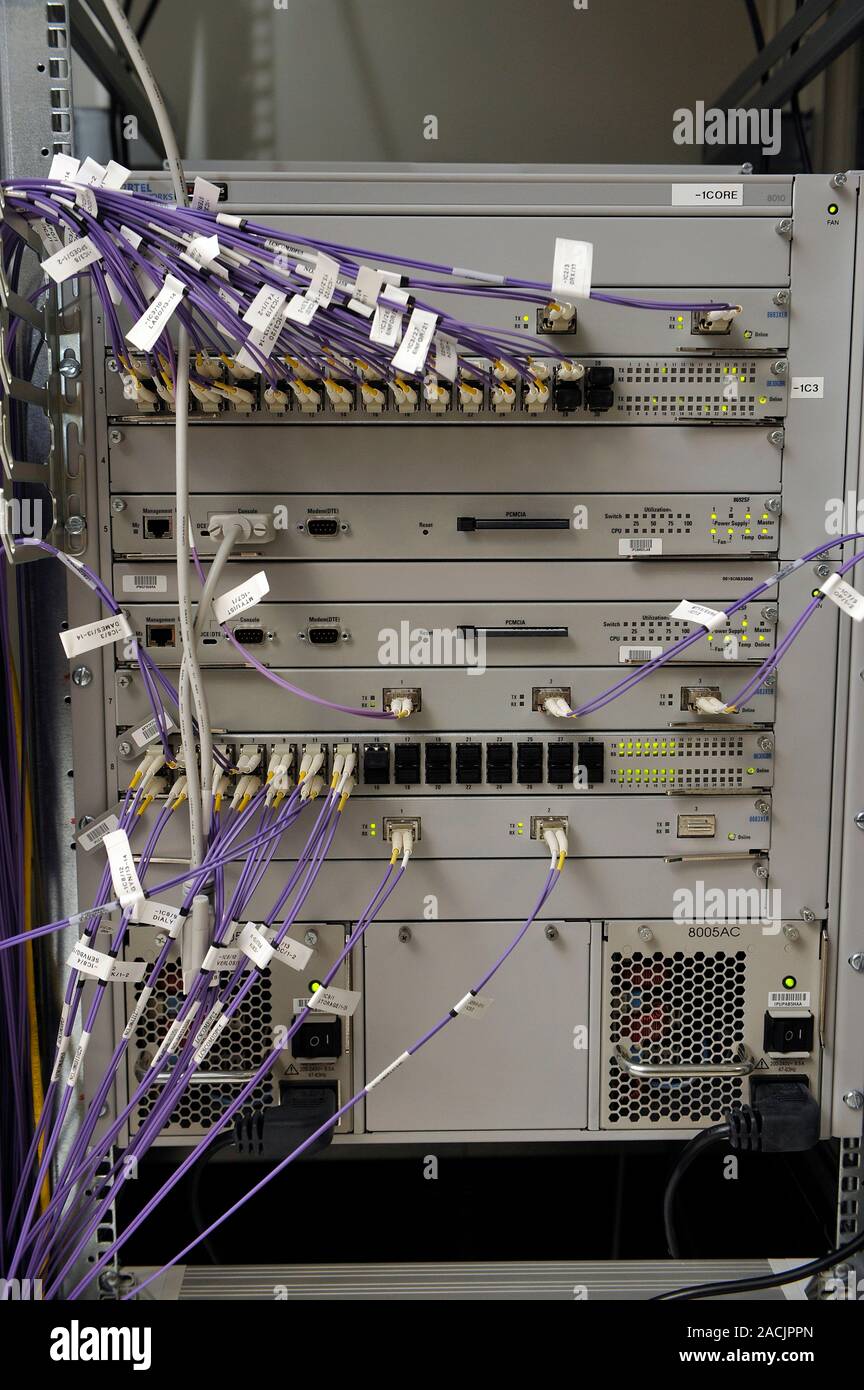 Network hubs in a server room Stock Photo - Alamy