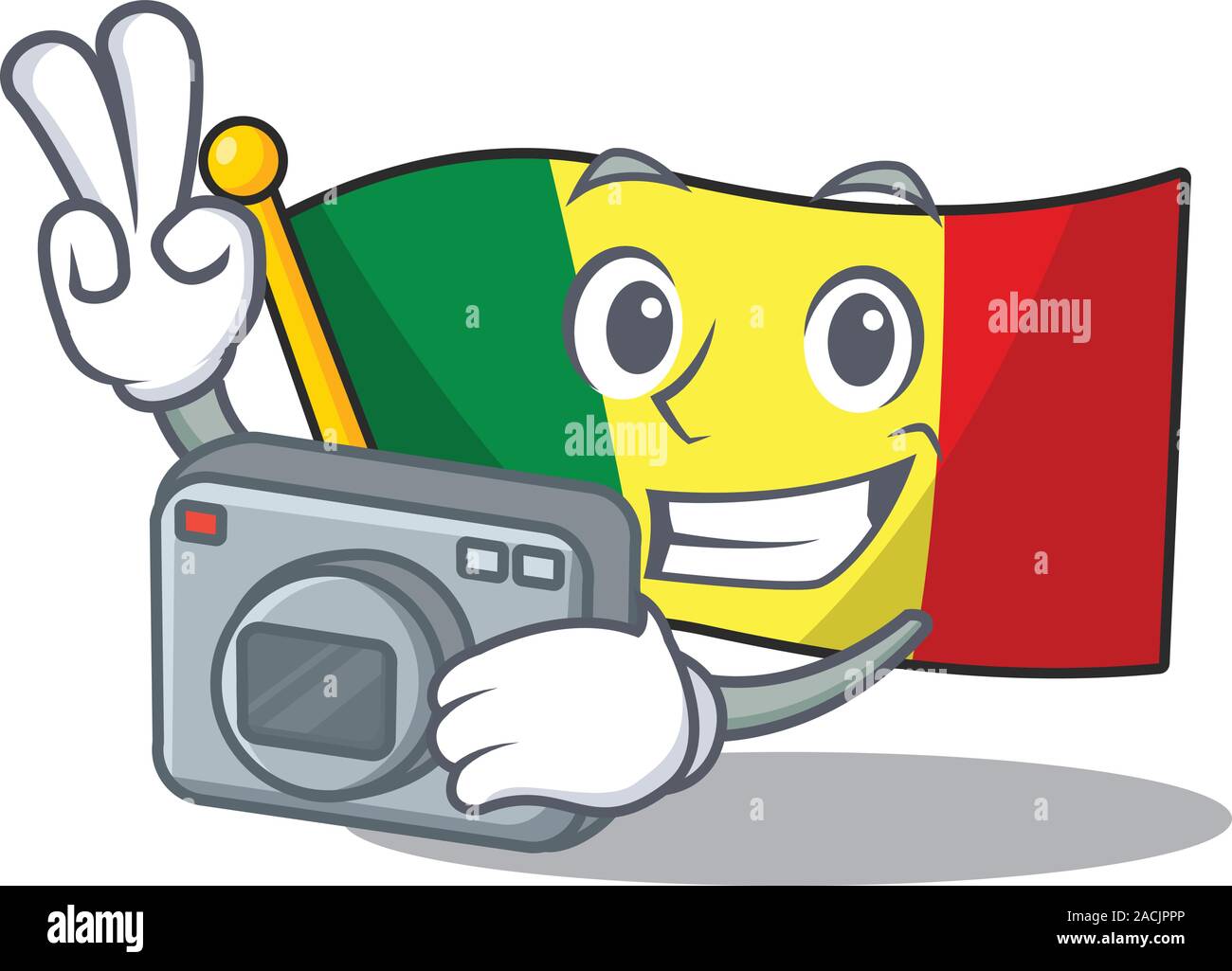 a professional Photographer flag mali cartoon character with a camera ...
