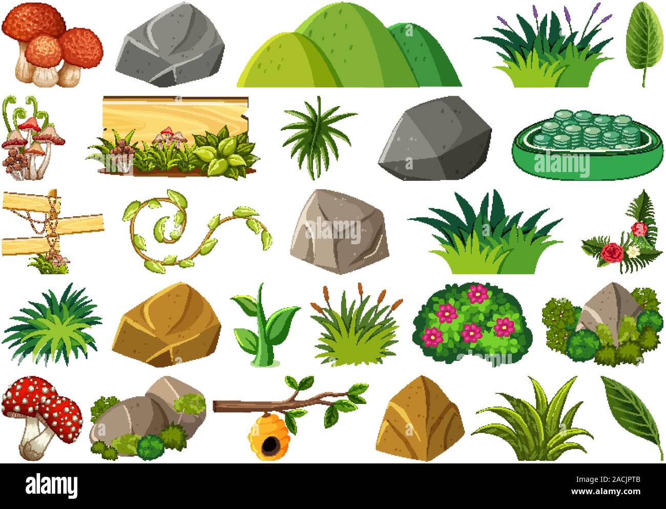 Set of isolated objects theme - nature illustration Stock Vector Image ...
