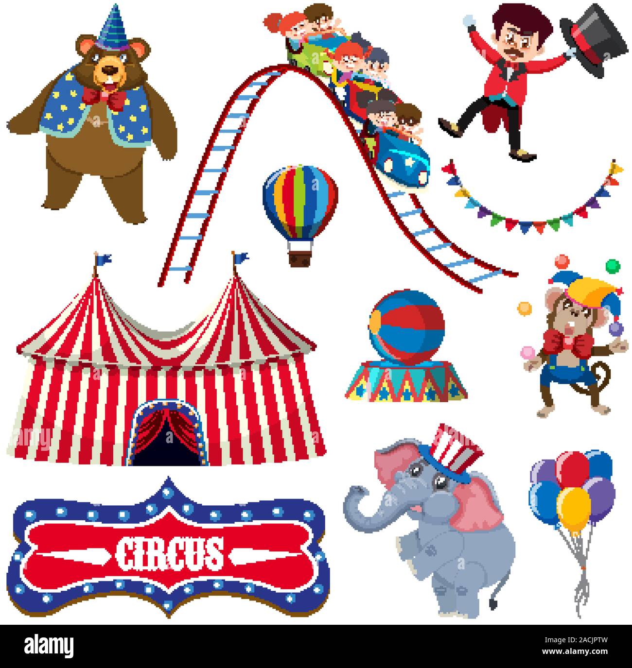 Set of isolated objects theme circus illustration Stock Vector Image ...