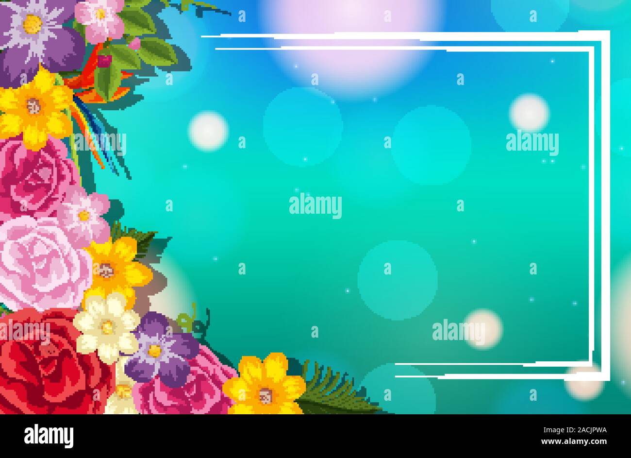 Frame template design with colorful flowers illustration Stock Vector ...