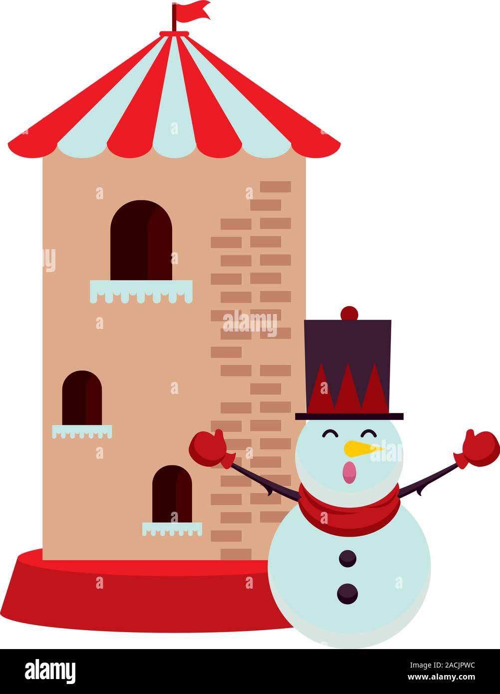 christmas snowman with castle tower character Stock Vector Image & Art ...