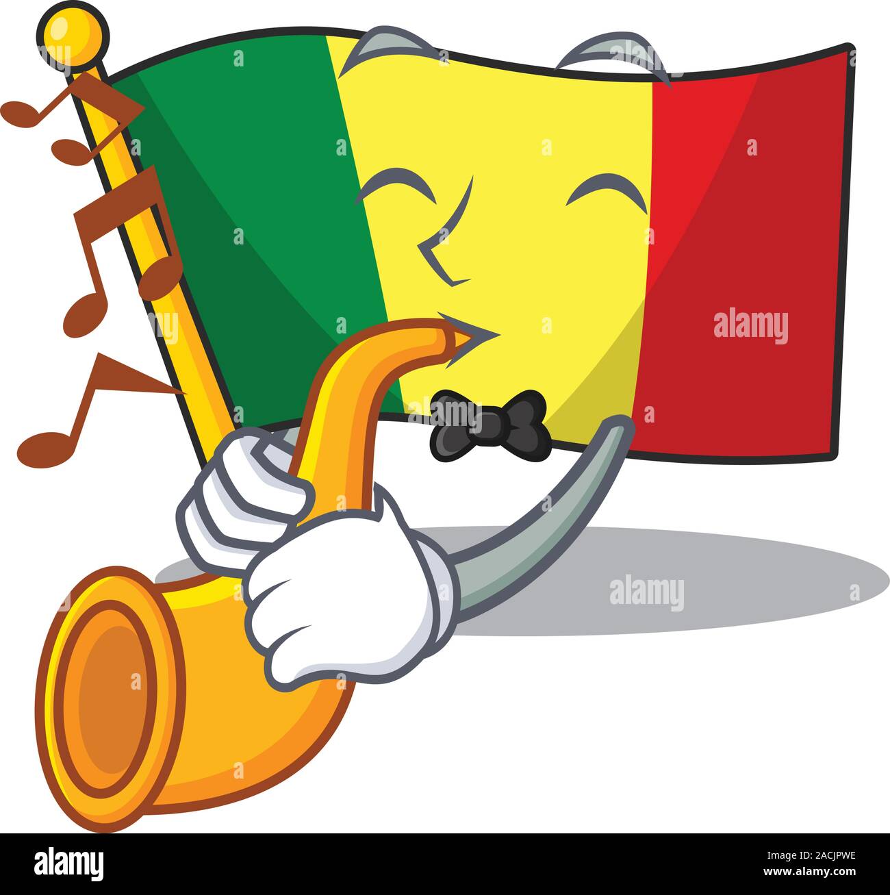 Supper cool flag mali cartoon character performance with trumpet Stock ...