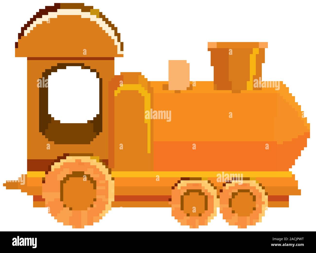 Single picture of orange train on white background illustration Stock ...