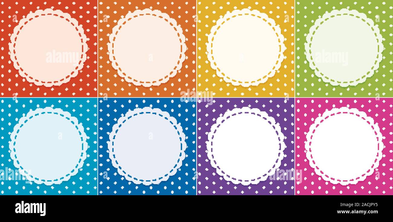 Background template in many colors with round frame illustration Stock ...