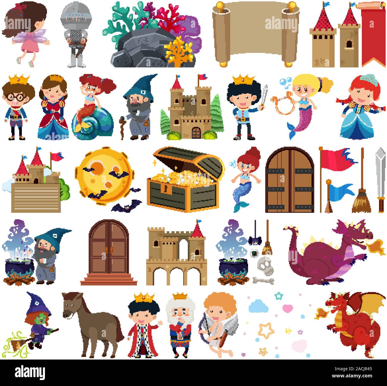 Set of isolated objects theme fairytales illustration Stock Vector ...