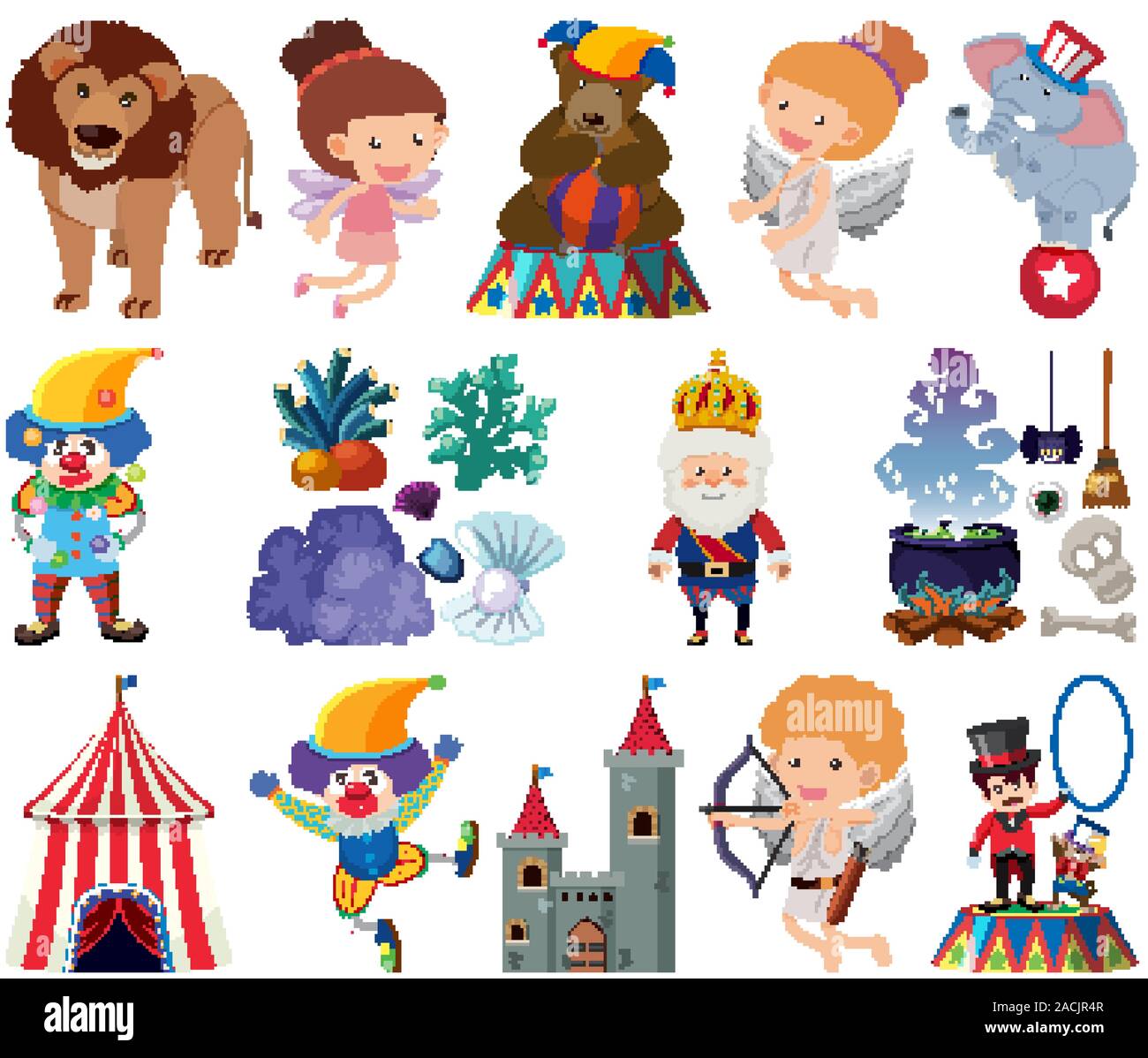 Set of fairytale characters on white background illustration Stock ...