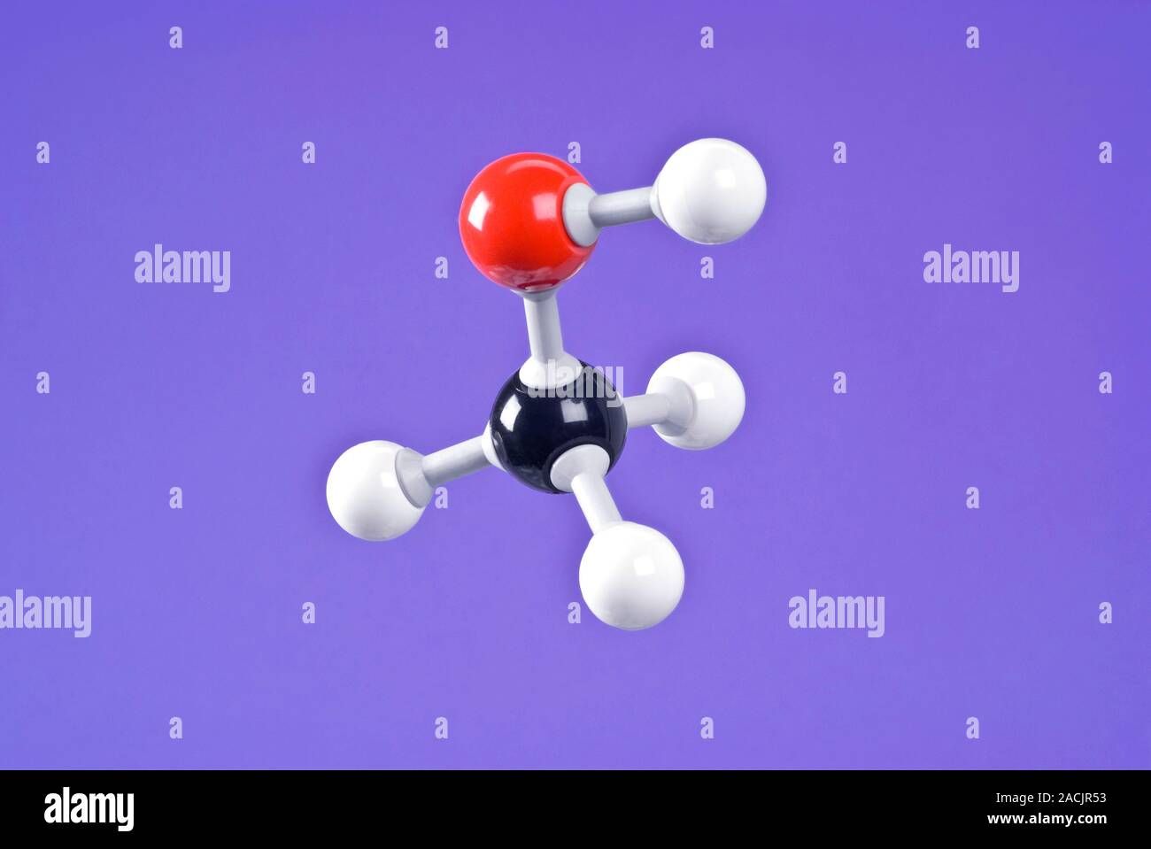 Methanol, molecular model. This chemical is the simplest of the ...
