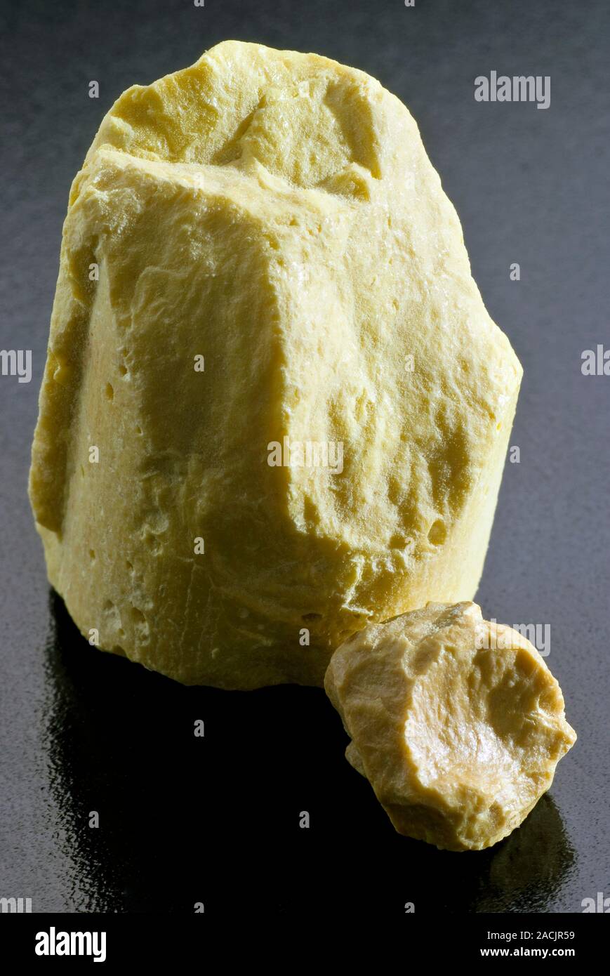 Sulphur. Lumps of sulphur in a form known as sulphur roll. Sulphur is a ...