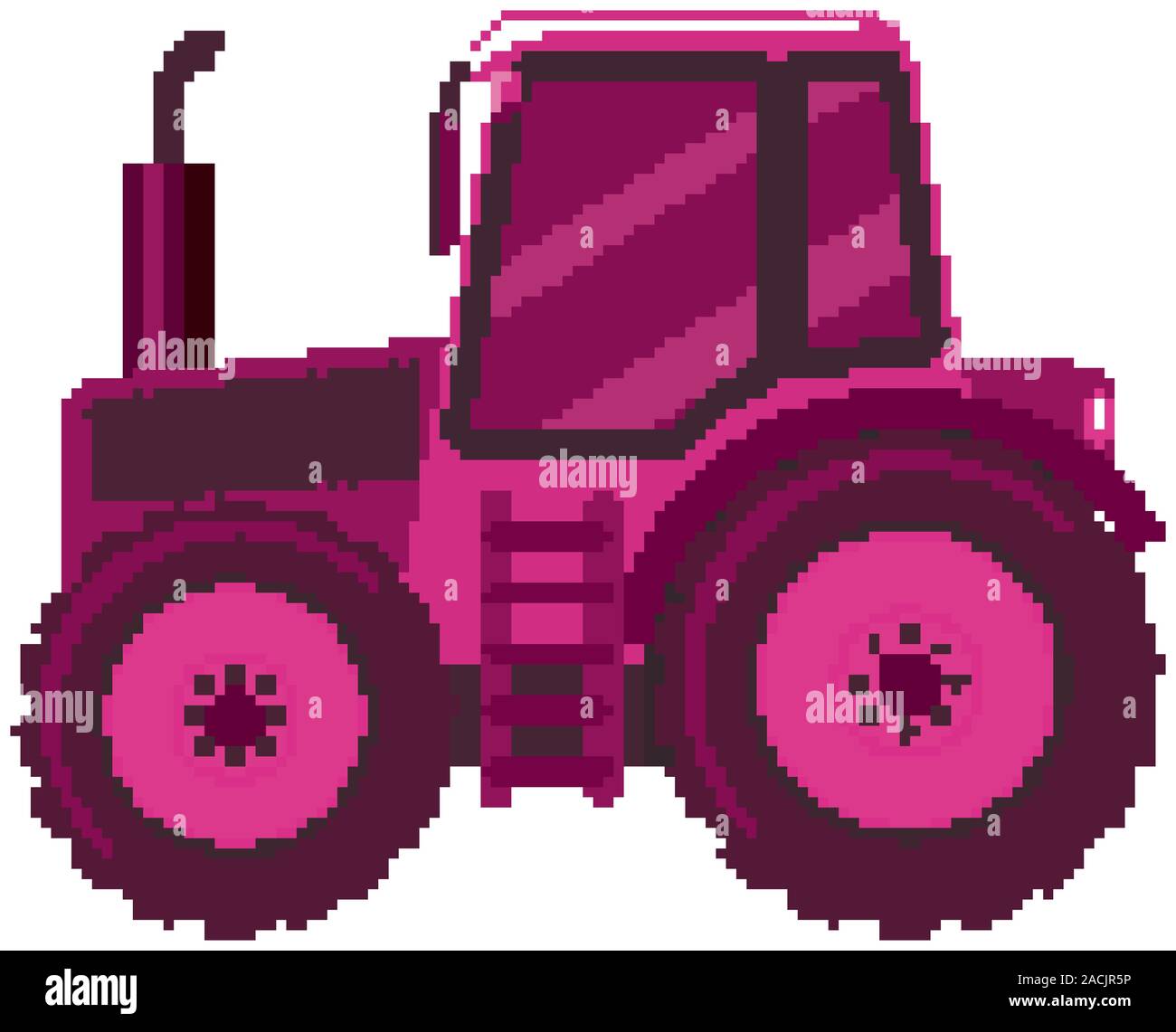 Single picture of pink tractor on white background illustration Stock ...