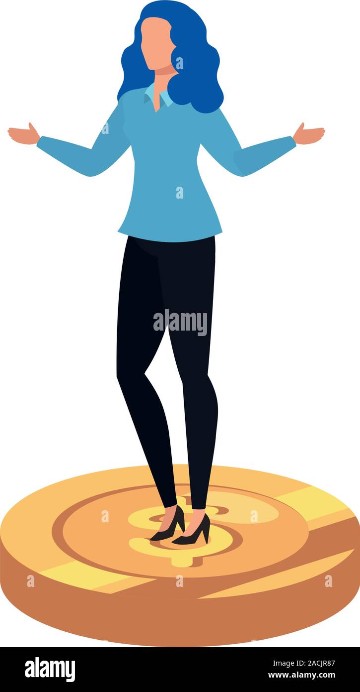 business woman elegant over coin isolated icon Stock Vector Image & Art ...