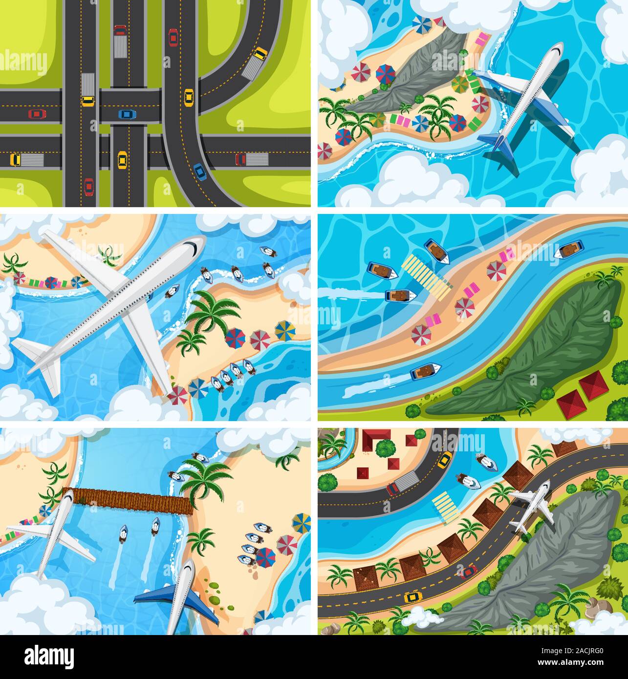 Set of aerial view scenes illustration Stock Vector Image & Art - Alamy