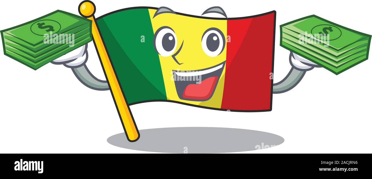 Confident smiley flag mali character with money bag Stock Vector Image ...