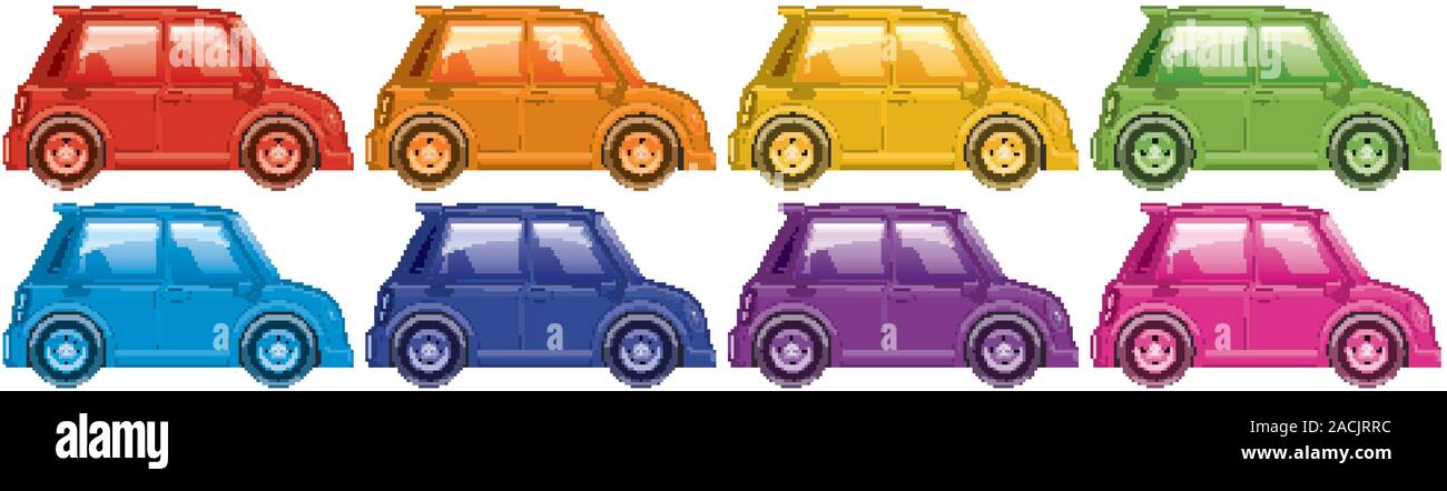 Cars in eight different colors illustration Stock Vector Image & Art ...