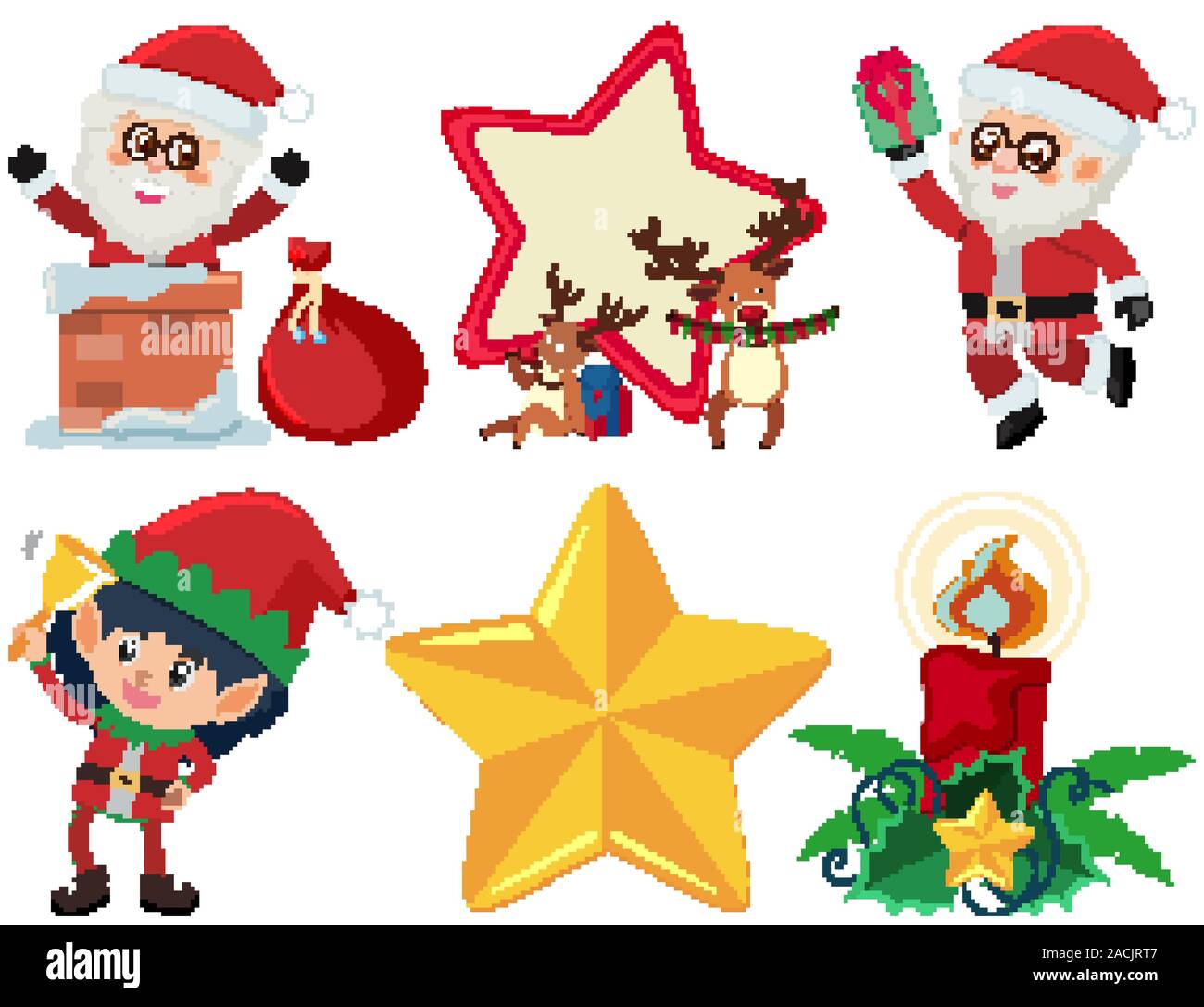 Christmas set with Santa and elf illustration Stock Vector Image & Art ...