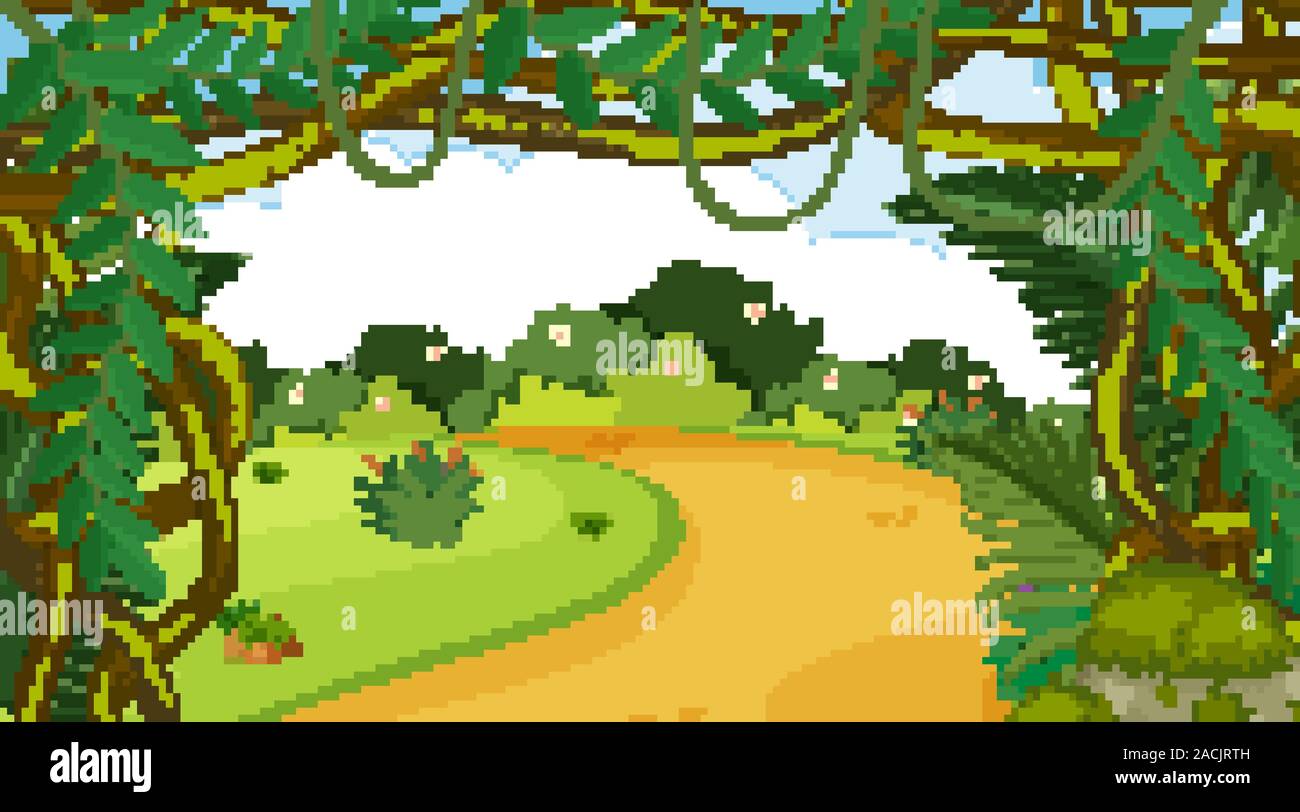 Nature scene with trail in the park illustration Stock Vector Image ...