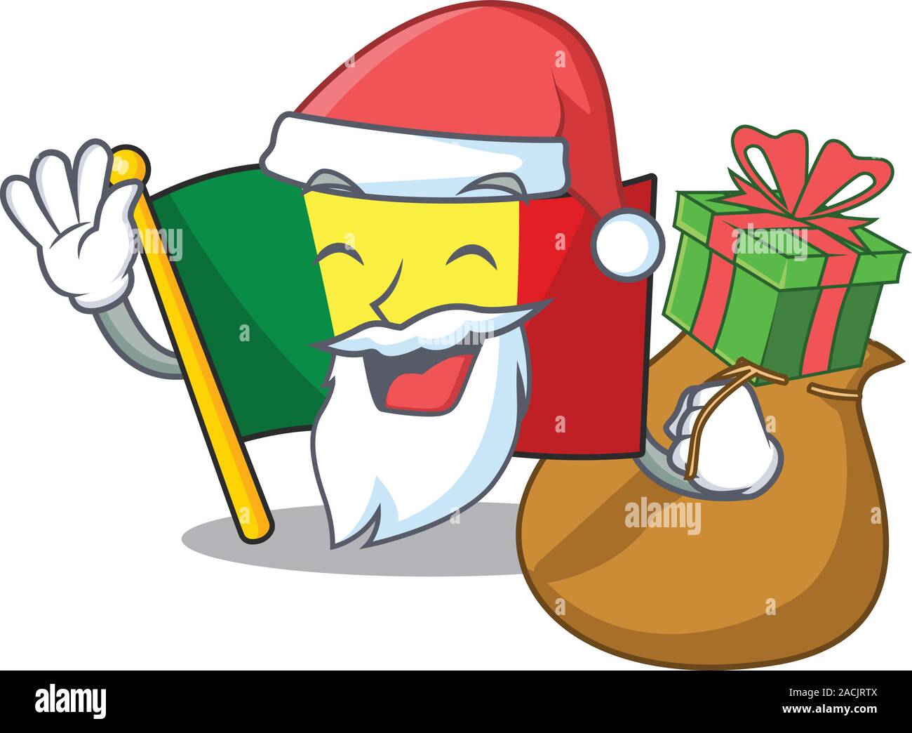 Santa with gift flag mali Cartoon character design Stock Vector Image ...