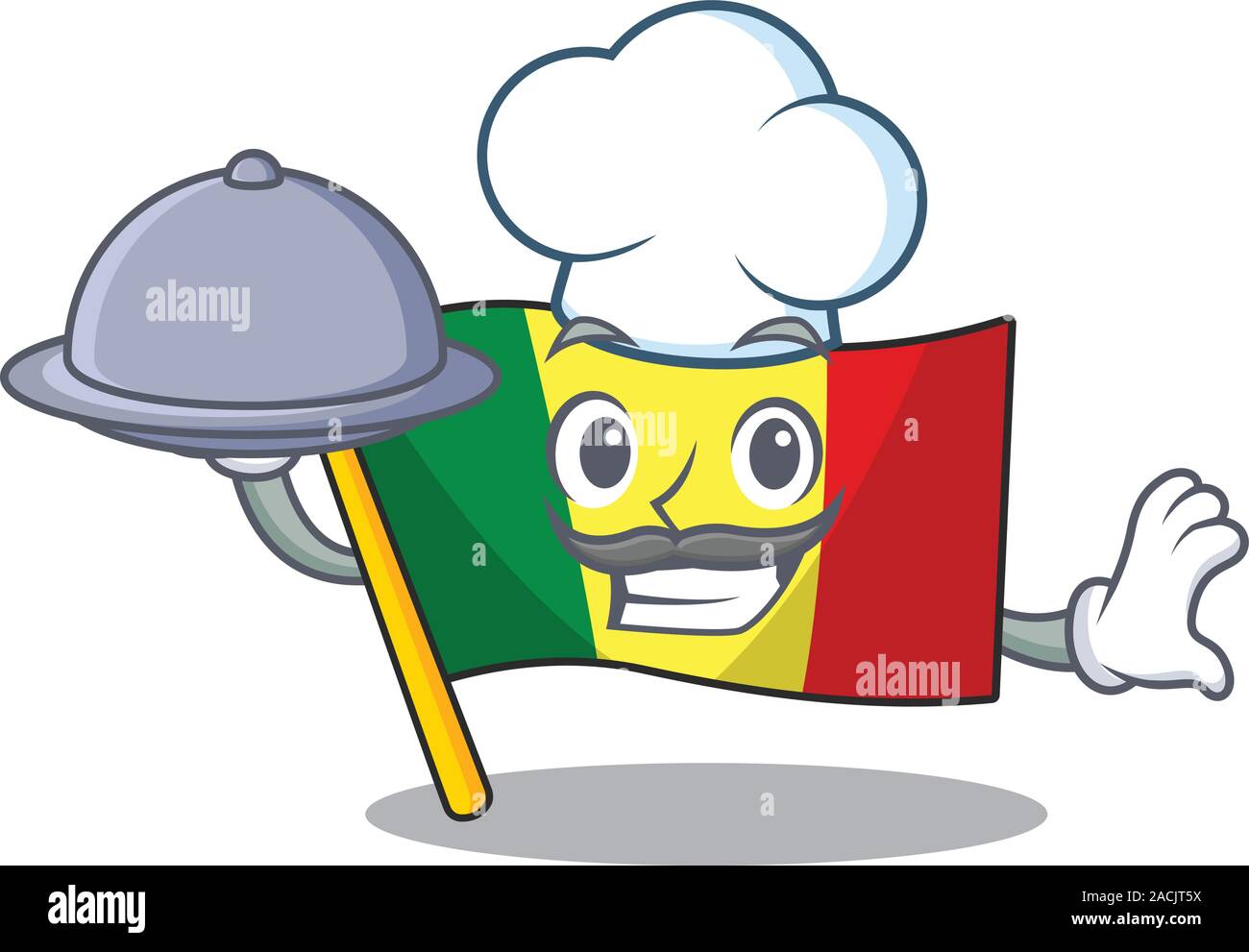 smiling flag mali as a Chef with food cartoon style design Stock Vector ...