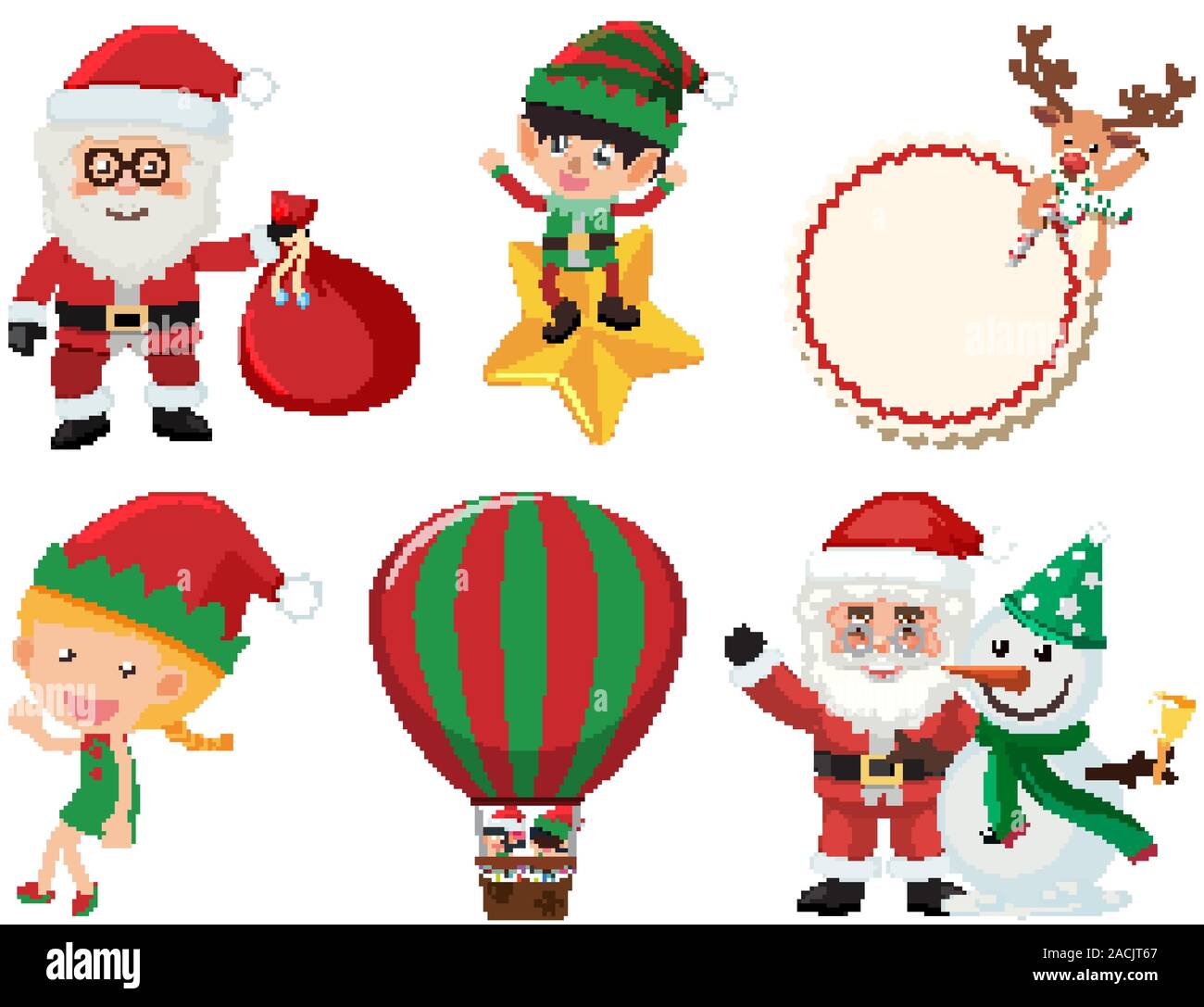Christmas set with Santa and elf illustration Stock Vector Image & Art ...