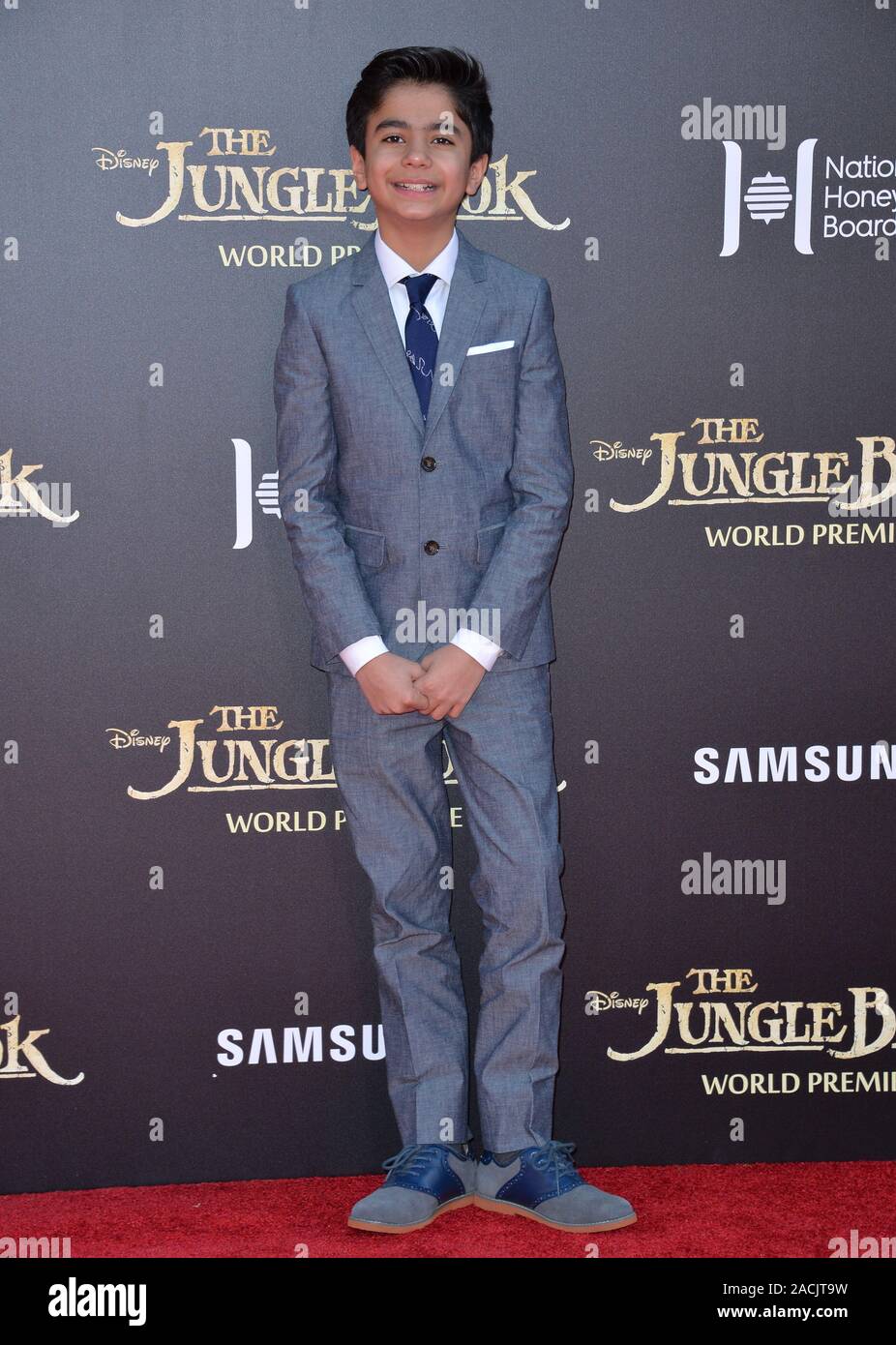 LOS ANGELES, CA. April 4, 2016. Actor Neel Sethi at the world premiere ...