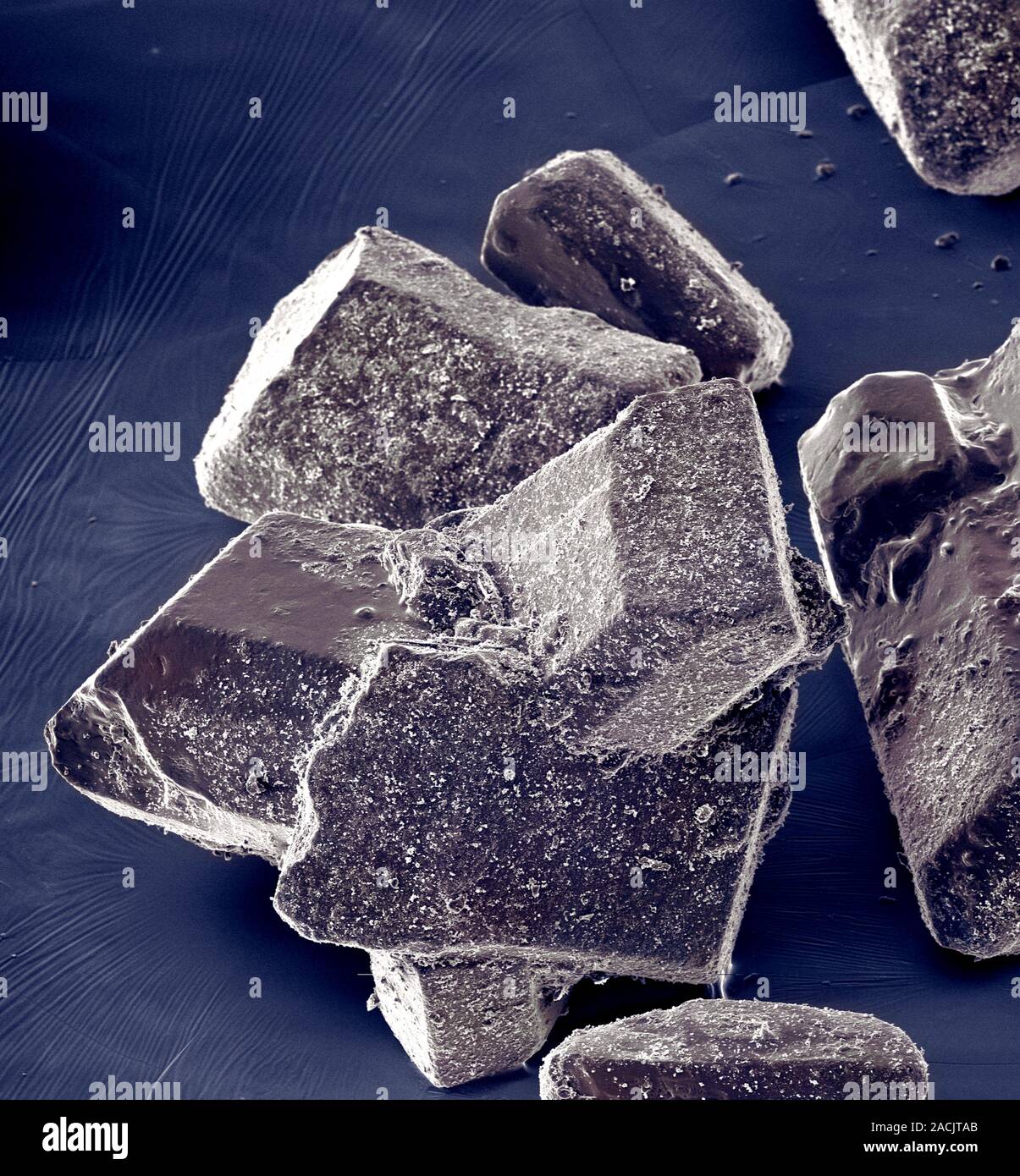 Sugar, coloured scanning electron micrograph (SEM Stock Photo - Alamy