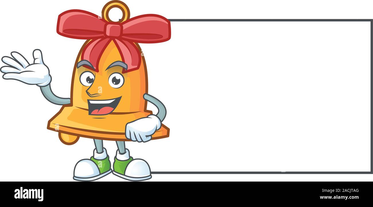 Christmas bell with board cartoon character style Stock Vector Image ...