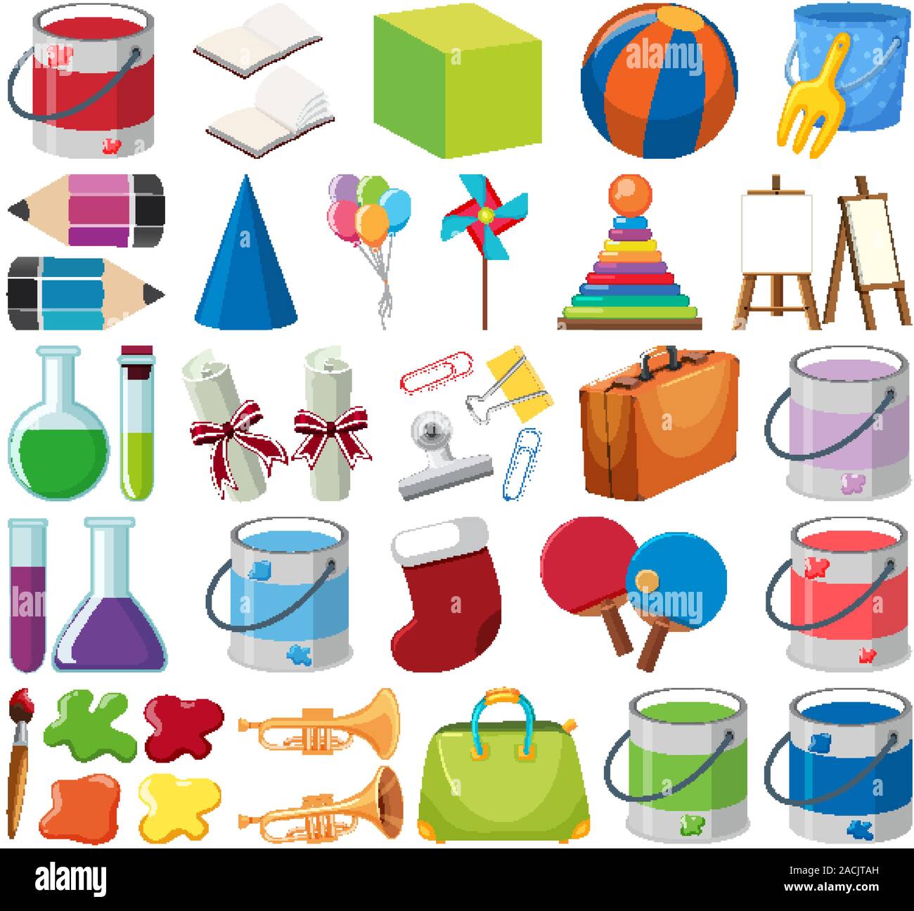 Set of isolated objects theme school illustration Stock Vector Image ...