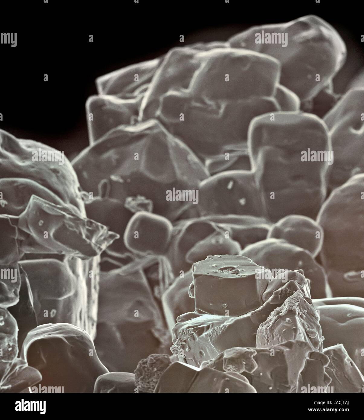 Table salt, scanning electron micrograph (SEM Stock Photo - Alamy