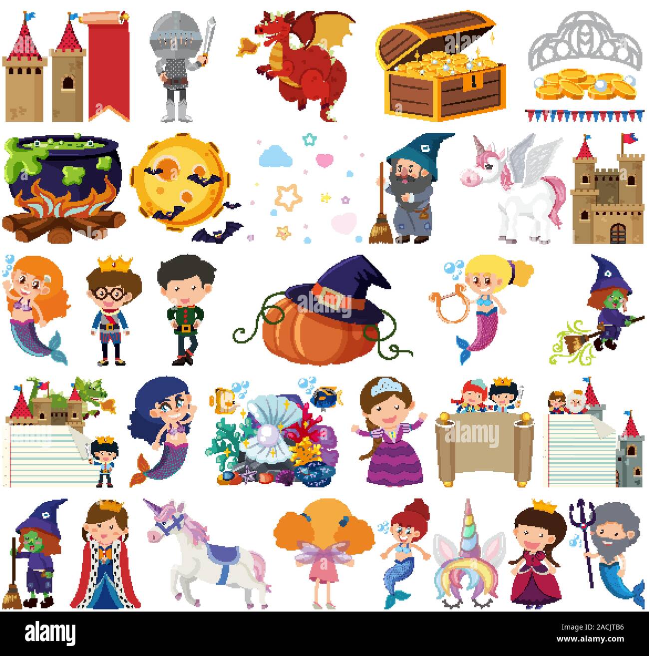 Set of isolated objects theme fairytales illustration Stock Vector ...