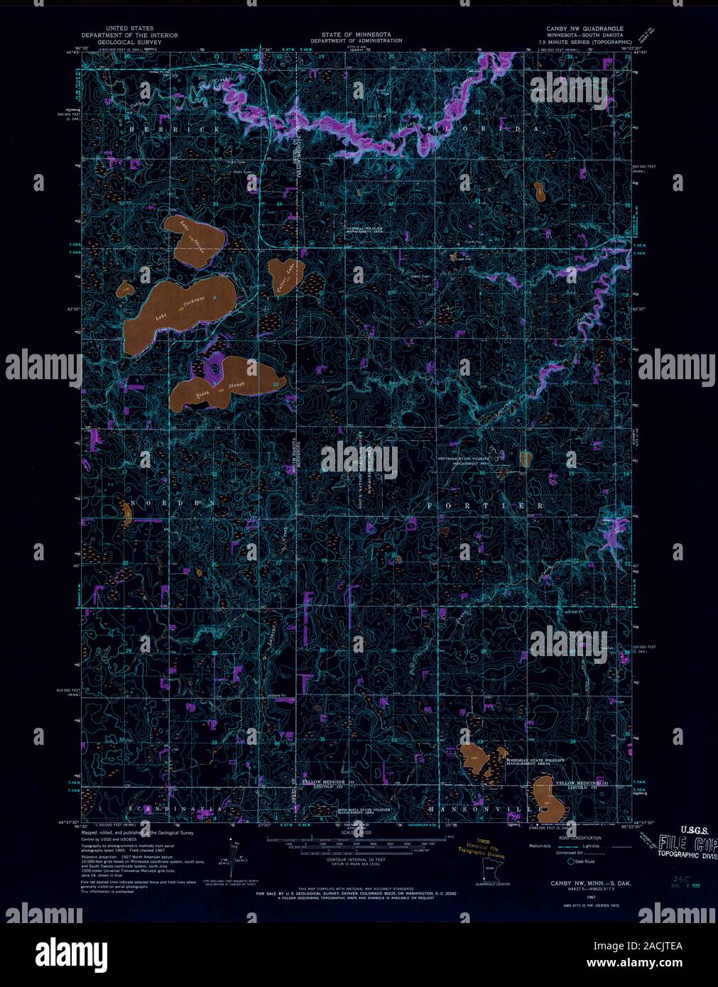 USGS TOPO Map South Dakota MN Canby NW 804511 1967 24000 Inverted ...