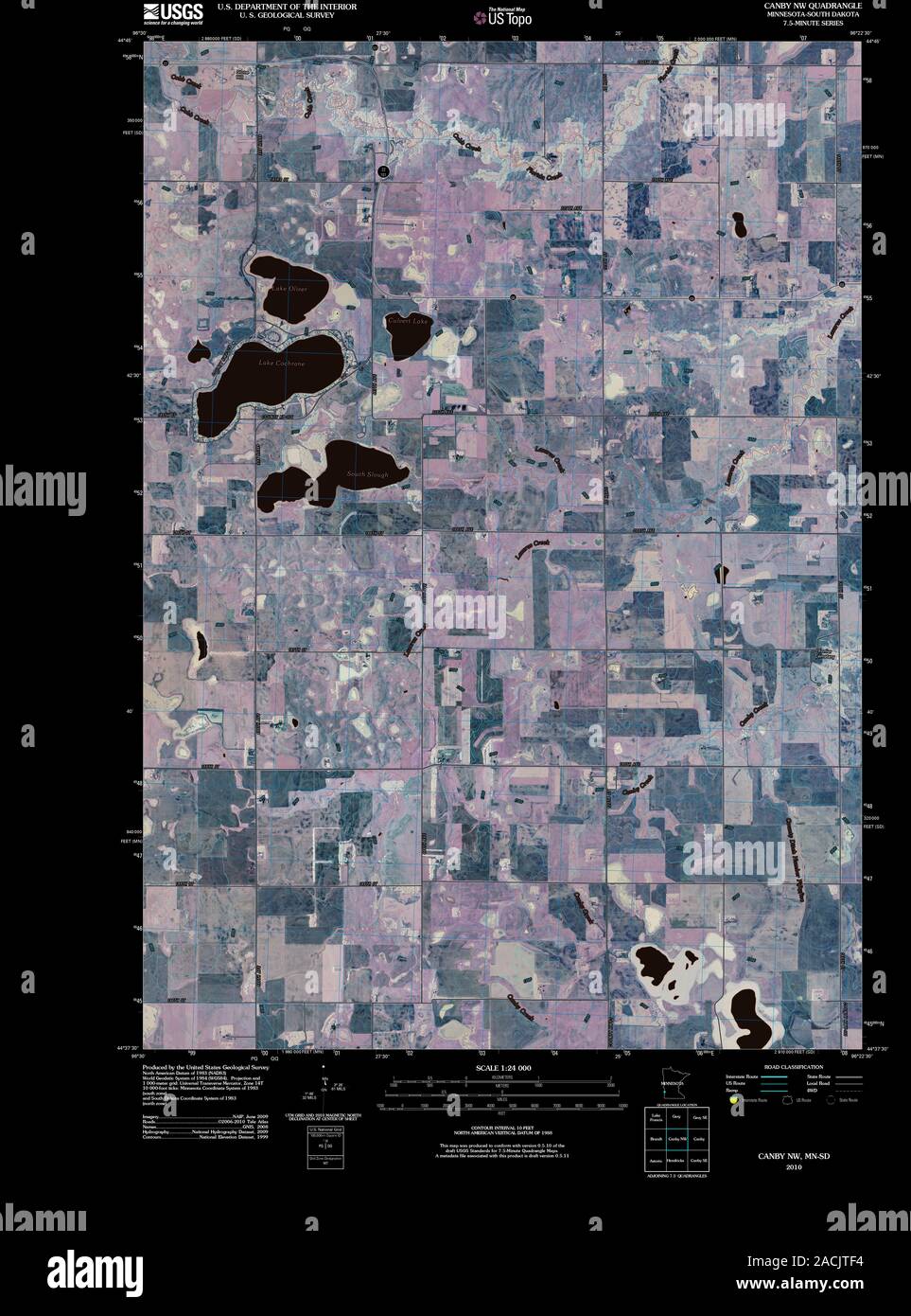 USGS TOPO Map South Dakota MN Canby NW 20100924 TM Inverted Restoration ...